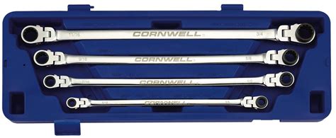 Crwlf4sa 4 Piece Sae Extra Long Flex Ratcheting Box Wrench Set