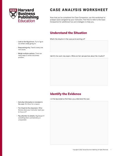Harvard Case Analysis Sheet Pdf Concept Evidence