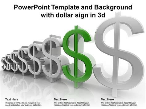 Powerpoint Template And Background With Dollar Sign In 3d