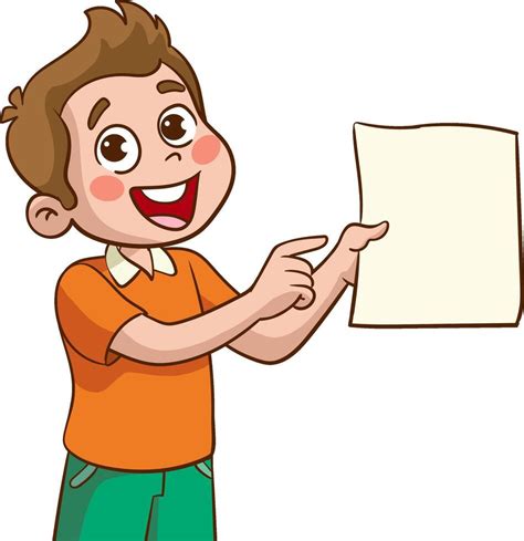 Vector Ilustración De Un Niños Señalando A Un Blanco Papel 38025072