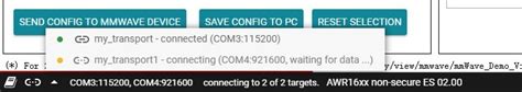 AWR1642BOOST ODS CONFIG ARE SUCCESSFULLY SENT TO THE DEVICE BUT NO OUTPUT IS SHOWN Sensors