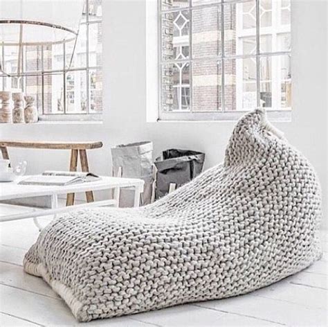 Chunky Merino Wool Whitecream Knit Adult Bean Bag By Giemarga Bean