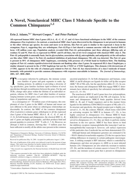 Pdf A Novel Nonclassical Mhc Class I Molecule Specific To The Common