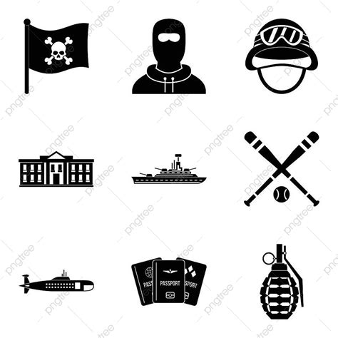 Rest In Army Icons Set Military For Encumbrance PNG And Vector With Transparent Background