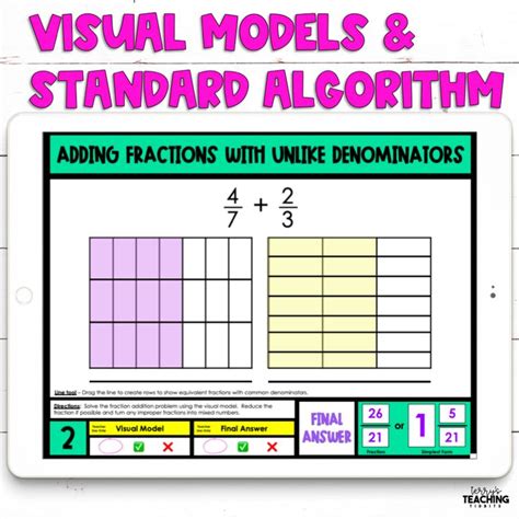 Add And Subtract Fractions Visual Models Included Digital Add And Subtract Fractions