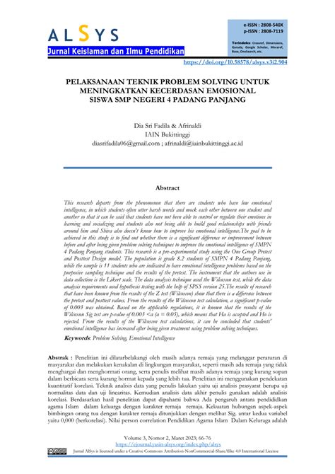 Pdf Pelaksanaan Teknik Problem Solving Untuk Meningkatkan Kecerdasan