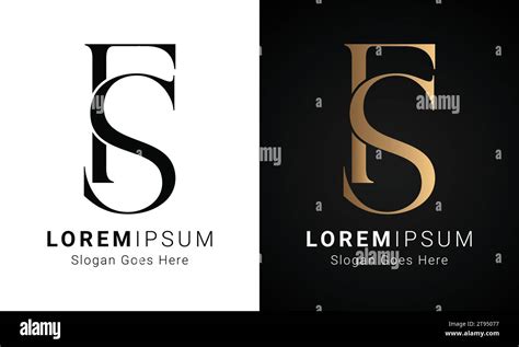 Luxury Initial Sf Or Fs Monogram Text Letter Logo Design Stock Vector