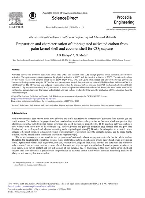 Pdf Preparation And Characterization Of Impregnated Activated Carbon From Palm Kernel Shell