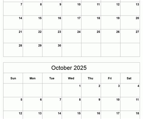 Calendar October 2025 Calendar Printable