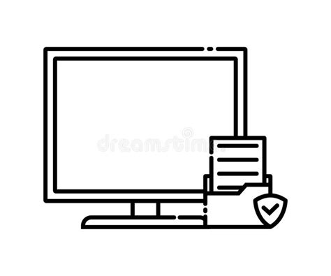 Computer Line Icon With Application Vector Illustration Stock Vector Illustration Of Isolated