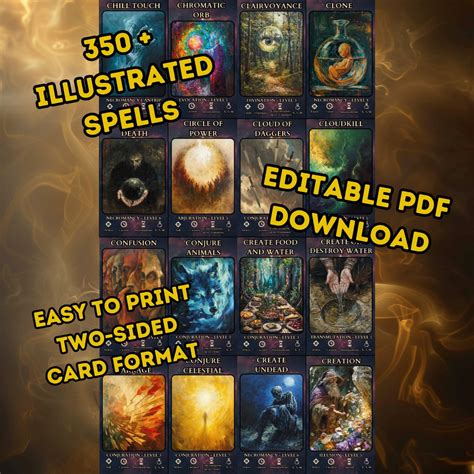 Dnd 5e Spell Cards Bundle Illustrated And Printable All Classes
