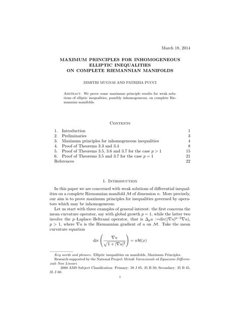 pdf maximum principles for inhomogeneous elliptic inequalities on