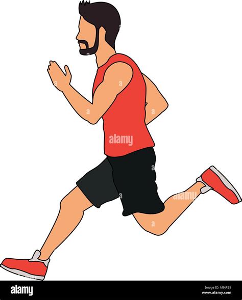 Fitness Man Running Cartoon Vector Illustration Graphic Design Stock