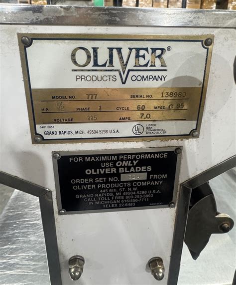Oliver 777 Commercial Gravity Feed Bread Slicer 115v Vision Equipment