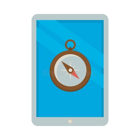 Tablet Device Electronic And Compass Guide Stock Vector Illustration