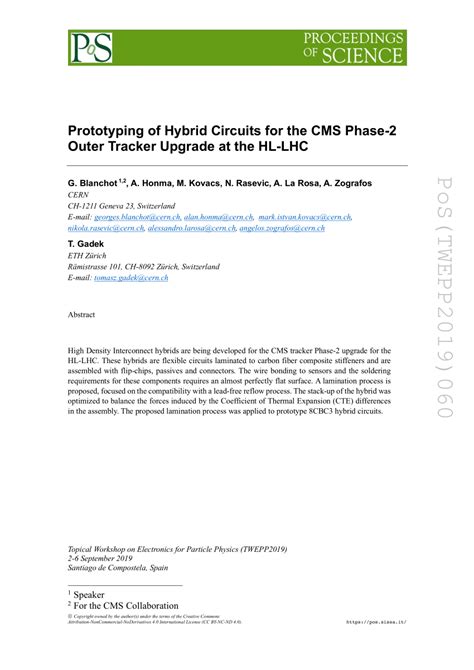 Pdf Prototyping Of Hybrid Circuits For The Cms Phase 2 Outer Tracker Upgrade At The Hl Lhc