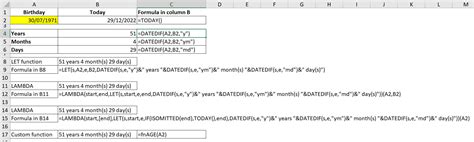 custom function for age in excel a4 accounting