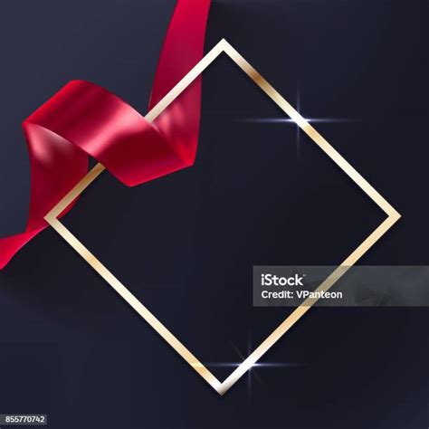 빨간 벡터 리본 고 검정색 배경 럭셔리 배너 서식 파일에 우아한 골든 프레임 수상 식 배경입니다 0명에 대한 스톡 벡터 아트 및 기타 이미지 Istock