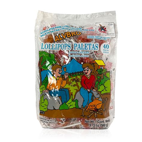 Alvbro Pollo Asado Paleta 40ct Bag Jacks Candy