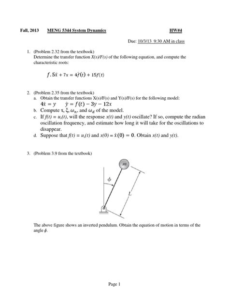 system dynamics homework pdf