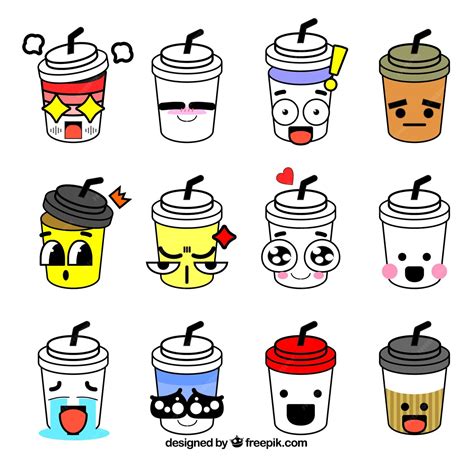 손으로 그린 종이 커피 컵 무료 벡터
