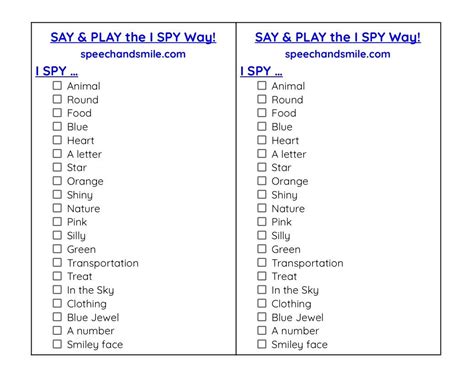 I Spy Checklist Freebie Printable I Spy Checklist I Spy Etsy México