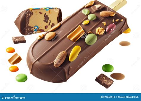 Bitten Popsicle Ice Cream Bar With Chocolate Coating Generative Ai