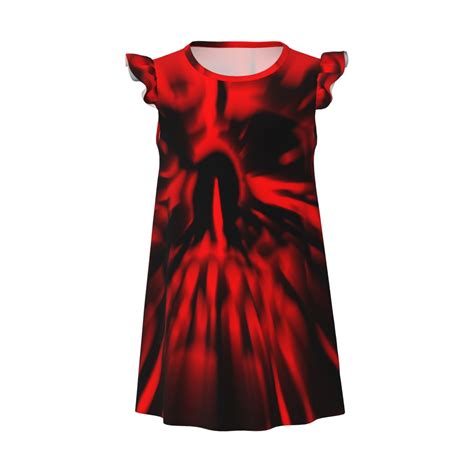 Kuqiui The Red Head Skull Print Girls Nightgowns Soft Sleepwear Princess Nightdress Flutter