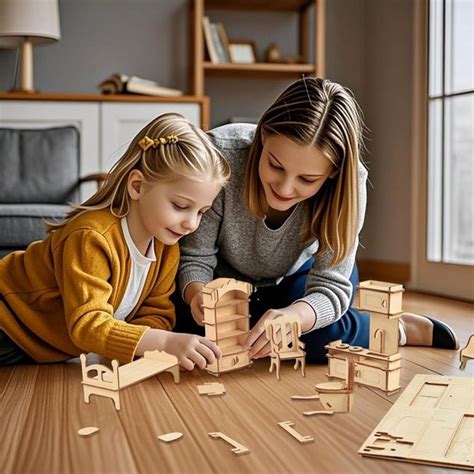 Houten Poppenhuis Meubels Set 1 12 3d Puzzel Diy Kit Voor Zes Kamers