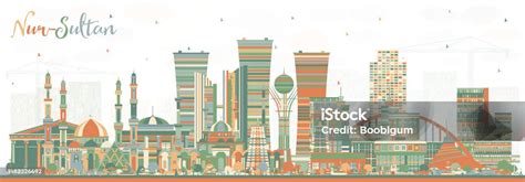 Nursultan Kazakhstan City Skyline With Color Buildings Nursultan