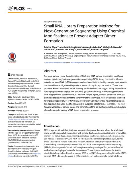 Pdf Small Rna Library Preparation Method For Next Generation Sequencing Using Chemical