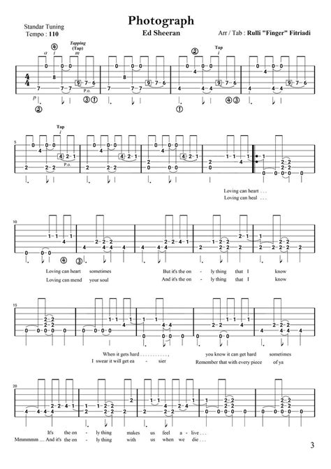 Ed Sheeran Photograph Arrangement Fingerstyle Guitar Tab Ruls