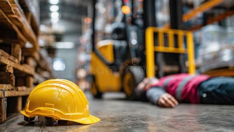 Warehouse Accident Forklift Driver With Pallet Box Freight Hitting