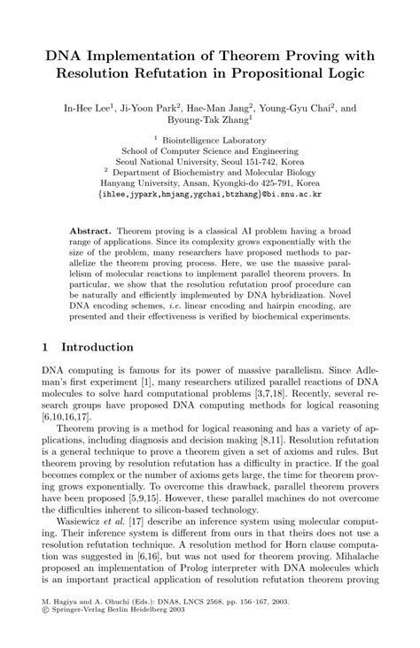 Pdf Dna Implementation Of Theorem Proving With Resolution Refutation