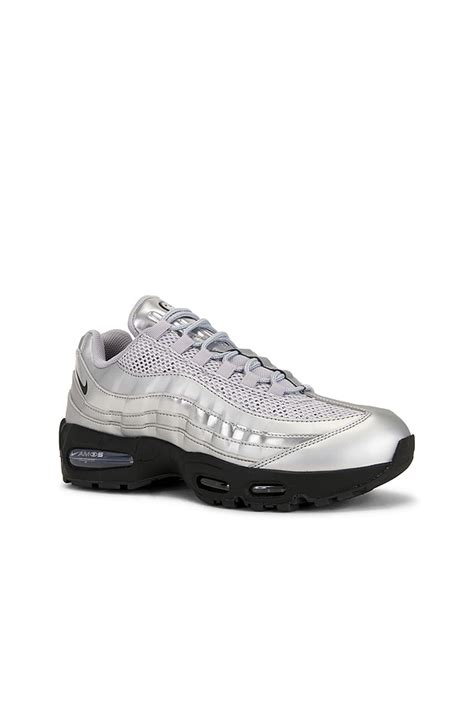 Nike Air Max 95 Sneaker In Metallic Silver Black And Red Revolve