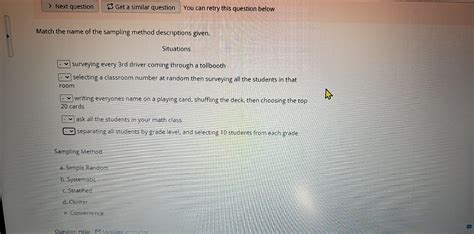 Solved Match The Name Of The Sampling Method Descriptions Chegg