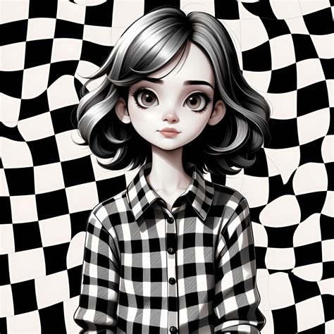 Monochrome Checkered Girl Portrait Free Download Ai Scribbles