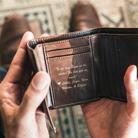 Personalized Trifold Wallet Mens Leather Trifold Wallet Great T