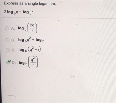 answered express as a single logarithm 2 log 9 … bartleby