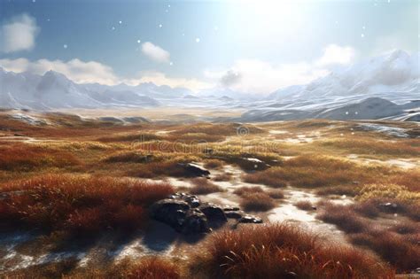 Fantasy Alien Planet Mountain And Grassland Stock Image Image Of