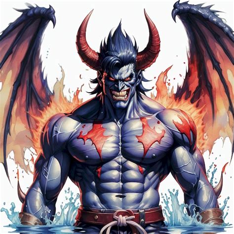 A Drawing Of A Devil With A Sword And The Word Devil On It Premium Ai