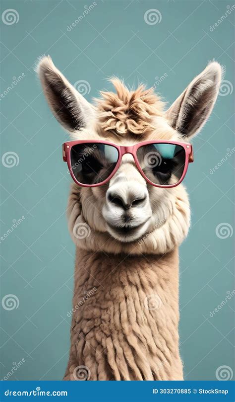 Happy Funny Llama Wearing Sunglasses Stock Illustration Illustration