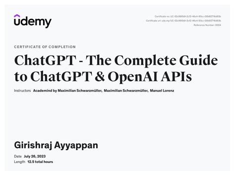 Girishraj Ayyappan On Linkedin Udemy Course Completion Certificate