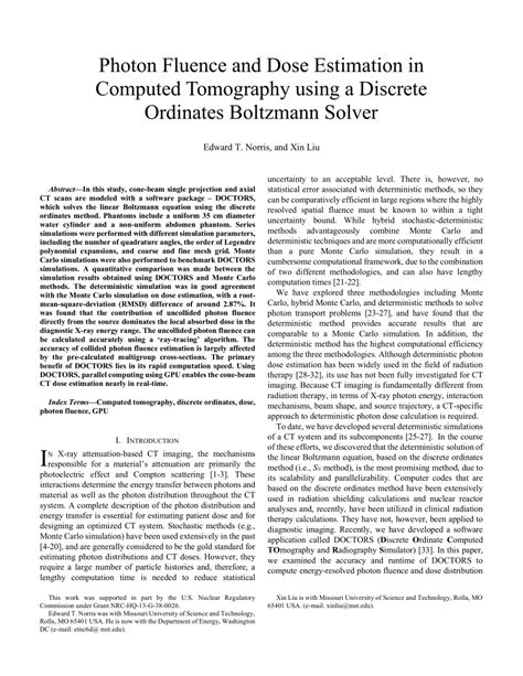 pdf photon fluence and dose estimation in computed tomography using a
