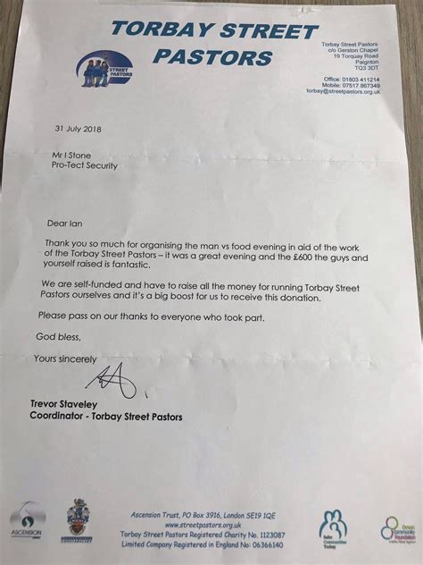 Conan Security Thank You To Torbay Street Pastors For The Very Kind Letter To Thank Pro Tect