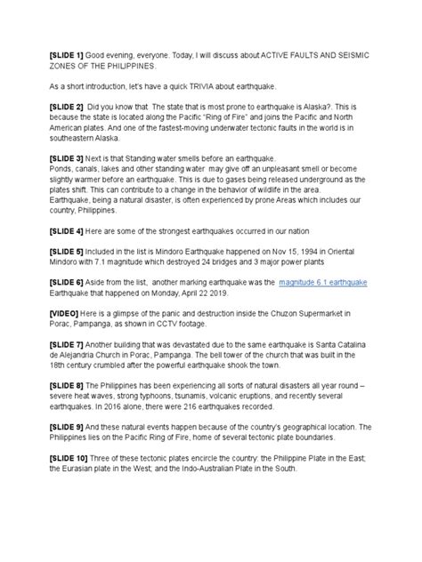 Earthquake Script Pdf Pdf Earthquakes Plate Tectonics