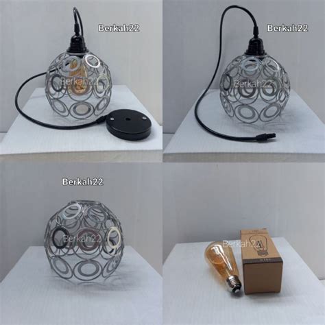 Jual Lampu Gantung Hias Bulat Silver Lampu Gantung Minimalis Ring Besi Shopee Indonesia