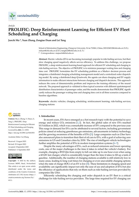 Pdf Prolific Deep Reinforcement Learning For Efficient Ev Fleet