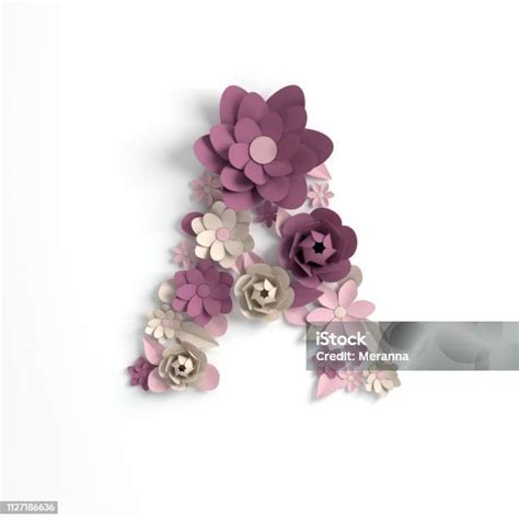 종이 꽃 알파벳 편지는 3d 렌더링 파스텔 컬러 현대 종이 아트 종이 접기 스타일에 꽃 평평 하다 디지털 일러스트 레이 션 0명에 대한 스톡 사진 및 기타 이미지 Istock