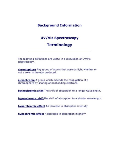 Ultraviolet Visible Spectroscopy Pdf